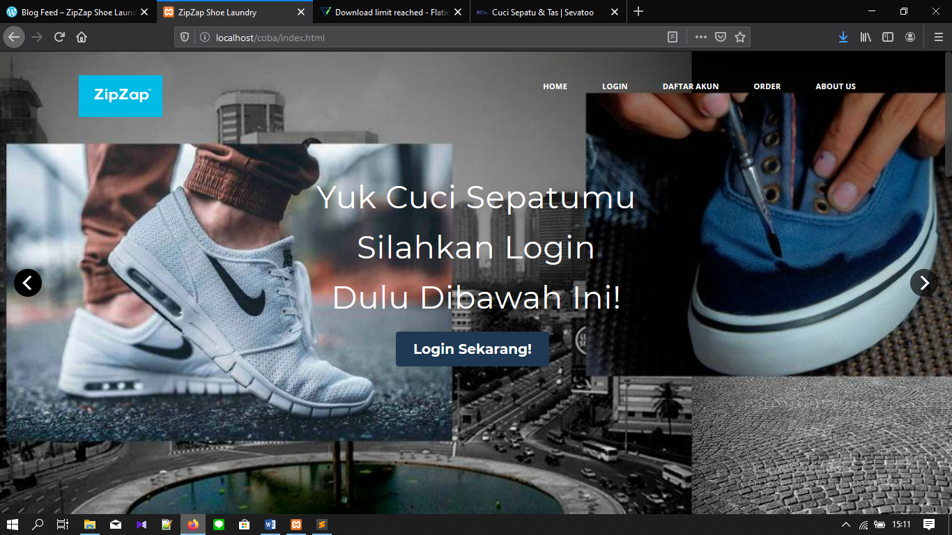 Pembuatan Front End Halaman Utama dan Halaman About Us – ZipZap Shoe ...